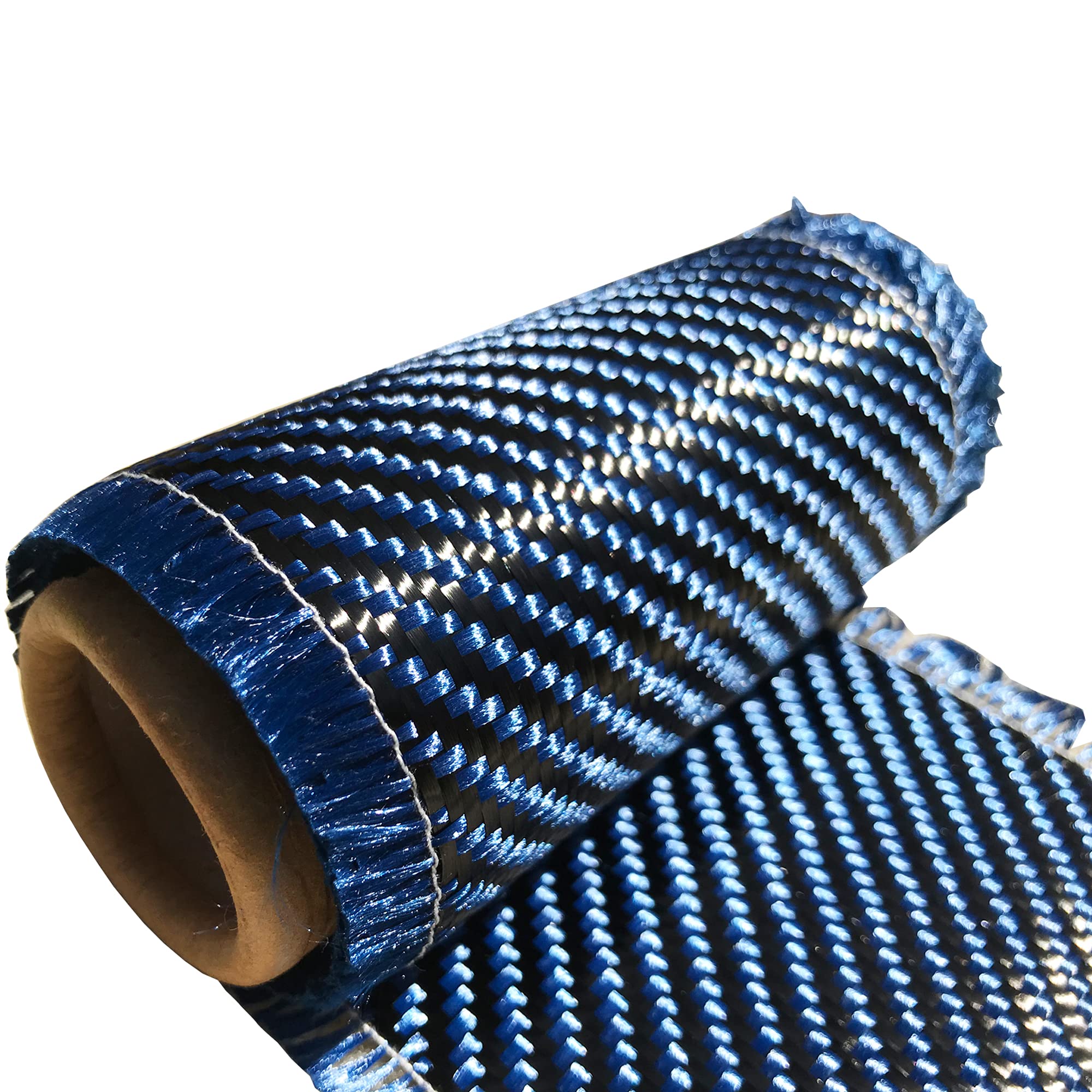 (1 ft -25 ft Rolls) KARBXON - 12 in - Carbon Fiber Aramid Fabric - Blue - 3K - 240g/meter - Twill Weave - Advanced Cloth Fabric - Rolled 12β Wide Hemmed Fabric for Repair, Drones, RC & DIY Projects