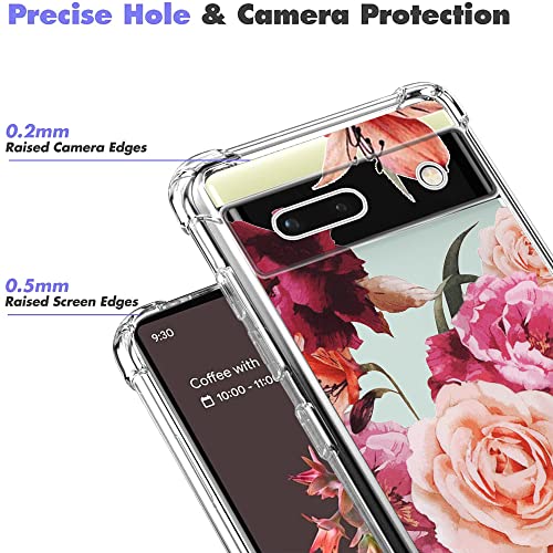 (3-Pack) for Google Pixel 6a Case, Soft Clear TPU [Scratch-Resistant] Drop Silicone Bumper Protection Shockproof Phone Case Cover for Google Pixel 6a,Flower