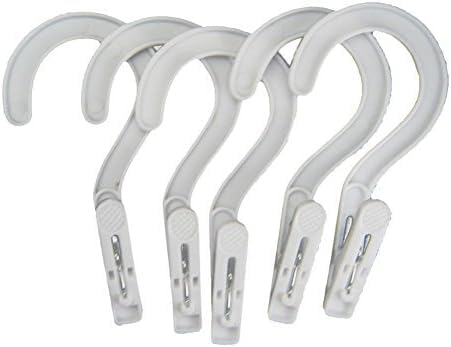 (12 Pcs) White Melvado Laundry Hanger Hooks | Strong Plastic Solid Metal Spring | Lightweight, Convenient Clothing Pins to Hang and Dry Wet Clothes | for Home Use or Travel | Economy