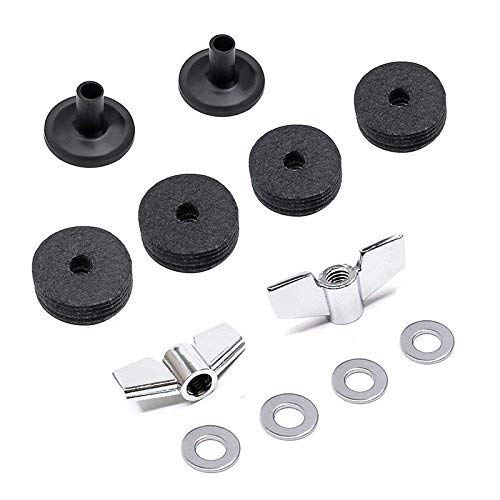 (12 Pieces)Cymbal Replacement Accessories Cymbal Felts Hi-Hat Clutch Felt Hi Hat Cup Felt Cymbal Sleeves with Base Wing Nuts and Cymbal Washer