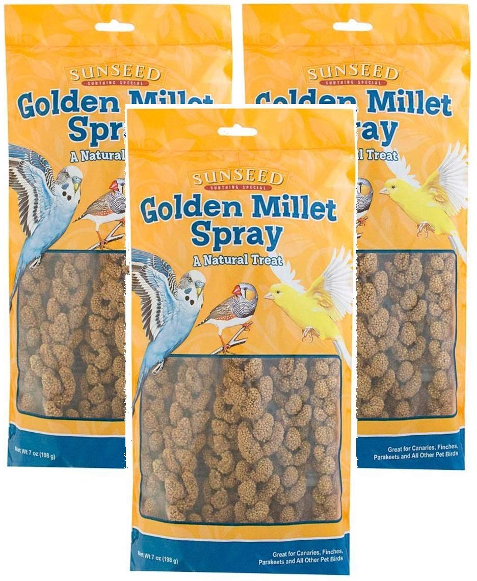 (3 Pack) Sun Seed Company BSS10971 Small Bird Millet Spray Treats, 7-Ounce Per Pack