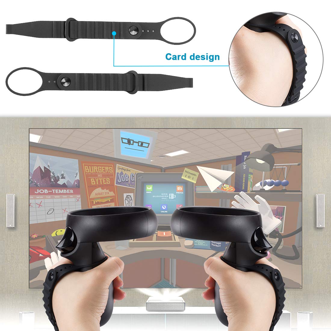 (1 Suit) Ermorgen VR Accessories Combination for Quest Gen 1 Basic Set, Protective PC Headset Cover, Dust Proof Lens Cover, Silicone Controller Cover（1 Pair）, Adjustable Hand Grip Straps 4 in 1