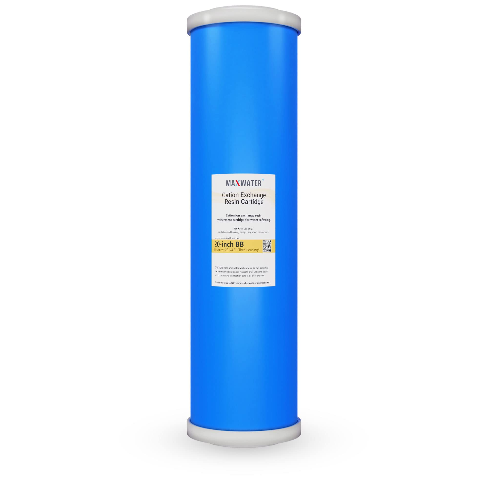 (1 Pack) Calcium, Magnesium TDS Hardness Reduction Water Softening 20" x 4.5" Cation Resin Filter Compatible with 20" BB Whole House Water Filter Systems
