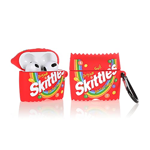 (3Pack) Case for Airpods 3rd Generation(2022), Suublg Silicone Airpods 3 Case Protective Cover with Cute Funny Skin Design, with Keychain (Nutella+Snack5+6)