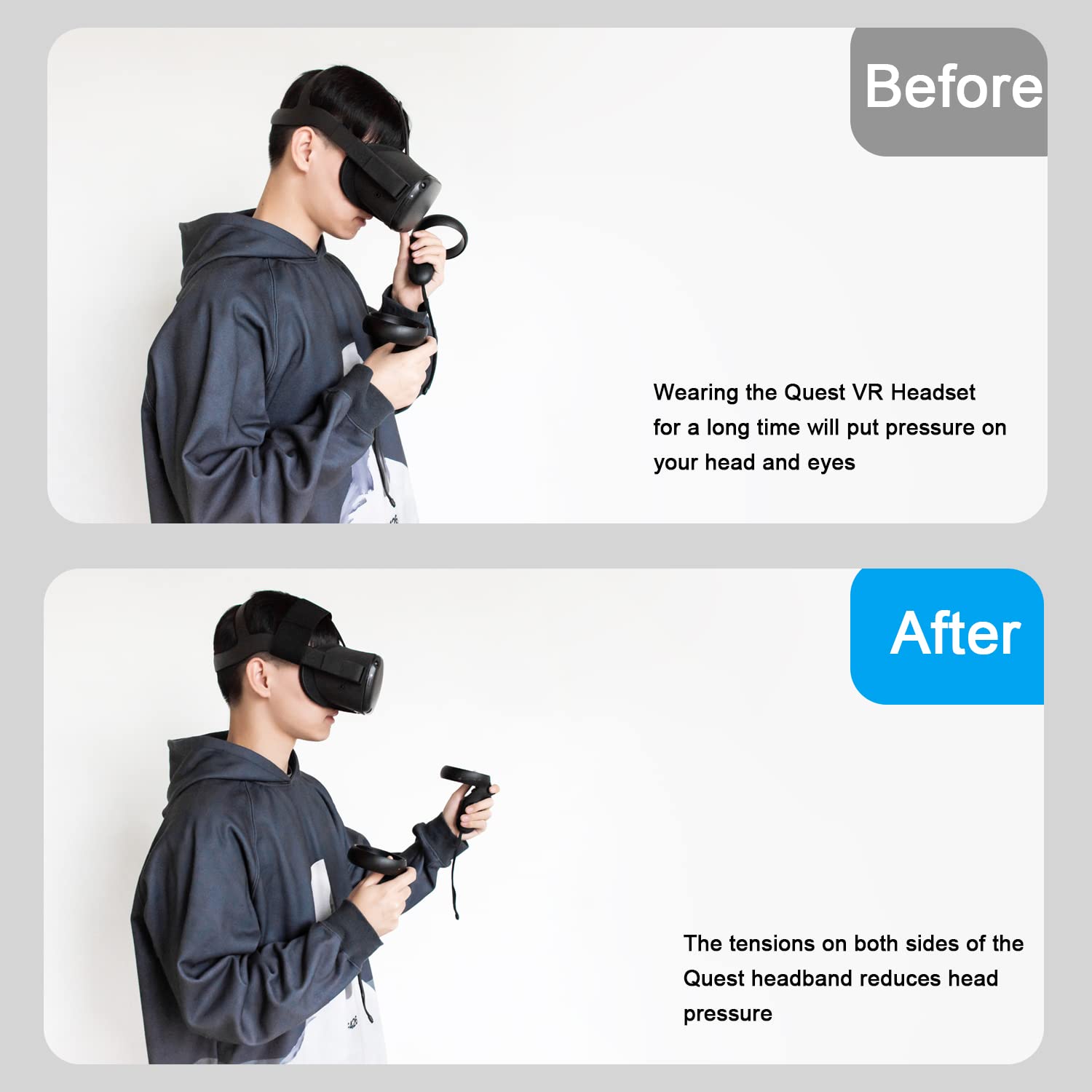 (1 Pack) Orzero Stretch Belt Compatible for Quest 2, Quest, Headband Head Strap for VR Headset - Black