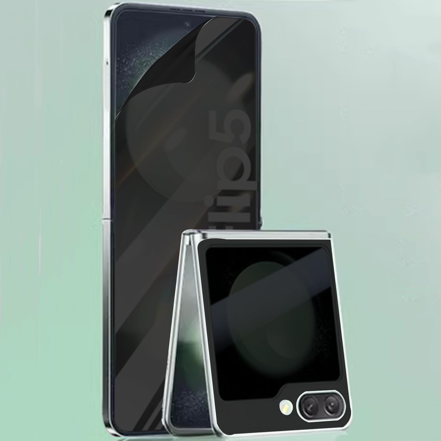 (1set=3pcs)Compatible with Samsung Galaxy Z Flip 5 5G Matte Privacy Screen Protecor + Back Camera Lens Tempered Glass Protector,Anti-Peeping Outer + Inside Soft Protective Film + Camera Lens Cover