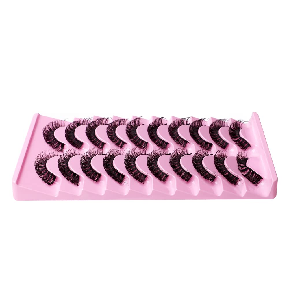 (10 Pairs) Mink False Eyelashes Russian Strip Lashes D Curl Fake Eyelashes Faux Lashes Wispy Fluffy Volume Russian Lashes 3D Effect 16MM Cat eyes look like extension