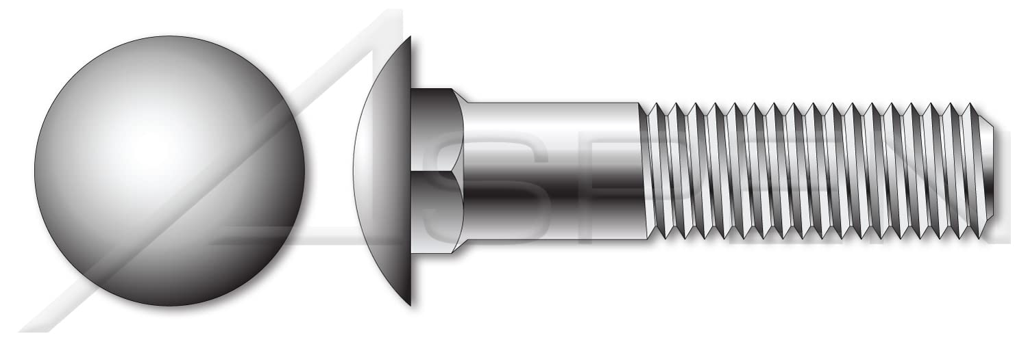 (25 pcs) M16-2.0 X 200mm, DIN 603 / ISO 8677, Metric, Carriage Bolts, Round Head, Square Neck, A4 Stainless Steel