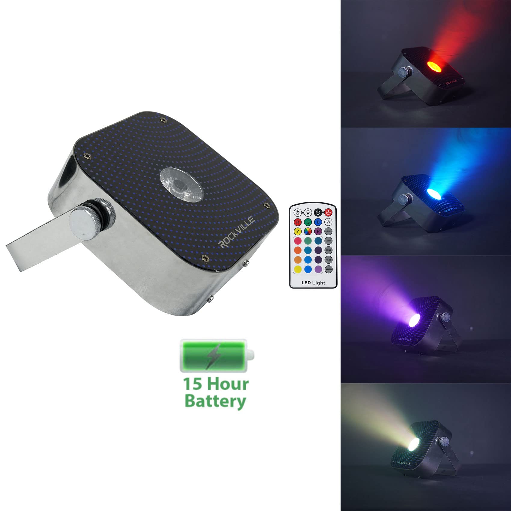 (10) Rockville Mini RF1 RGBWA+ DJ/Party LED Wash Lights (Steel) + RF Remotes