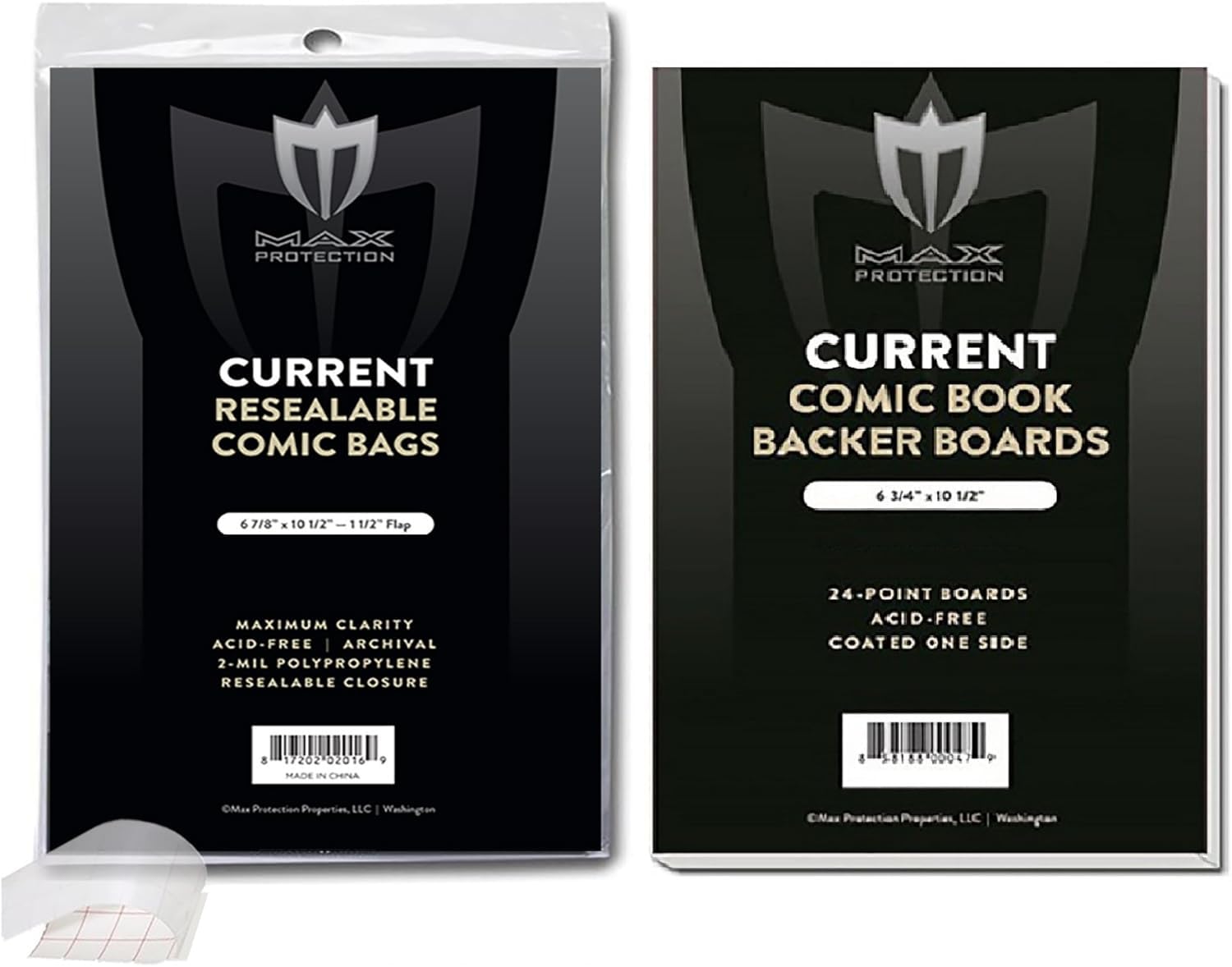 (1000) Current Size RESEALABLE Ultra Clear Comic Book Bags and Boards - by Max Pro (Qty= 1000 Bags and 1000 Boards)