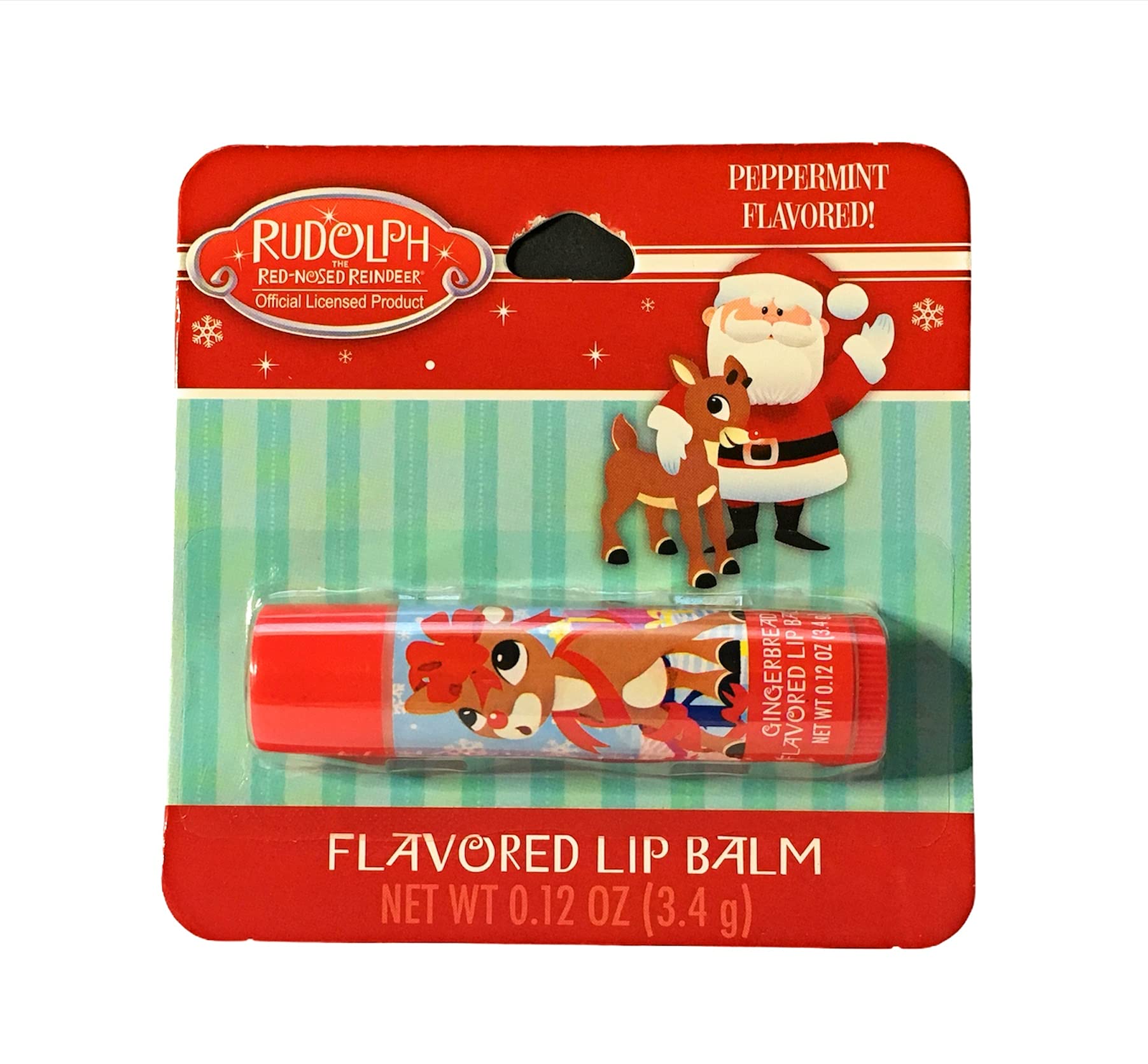 (1) .12 oz Tube Peppermint Flavored Rudolph the Red Nosed Reindeer Lip Balm