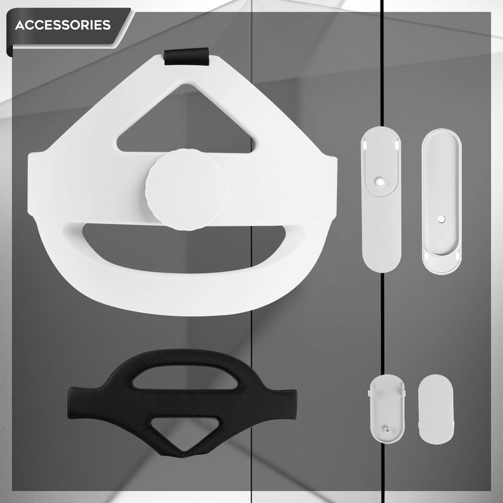 (1+1) Seltureone Head Strap Compatible for Quest 2, Replacement for Elite Strap, Reduce Pressure for Quest 2 Headset, with VR Lens Protect Cover Dust Proof Cover, Black