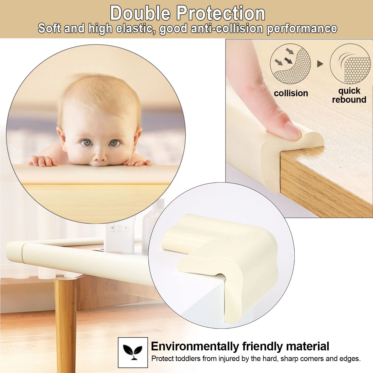 (10 Pack) Corner Protectors for Kids, Upgraded Foam Soft Corner Guards Baby Safety Furniture Table Sharp Corner Protection, Pre-Taped for Direct Use, White