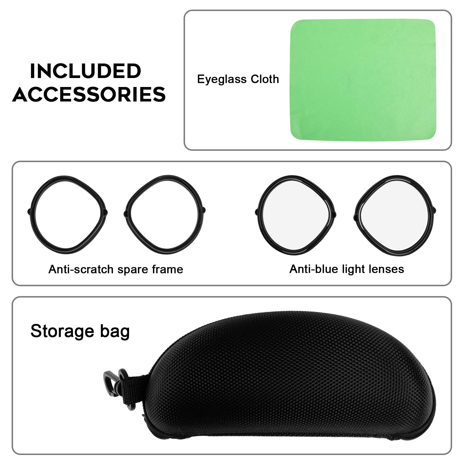 (1 Set) Seltureone Anti-blue Light Lens Frame Compatible for Quest 2, Eyes Protective Glasses Accessories Set for Quest, Rift S