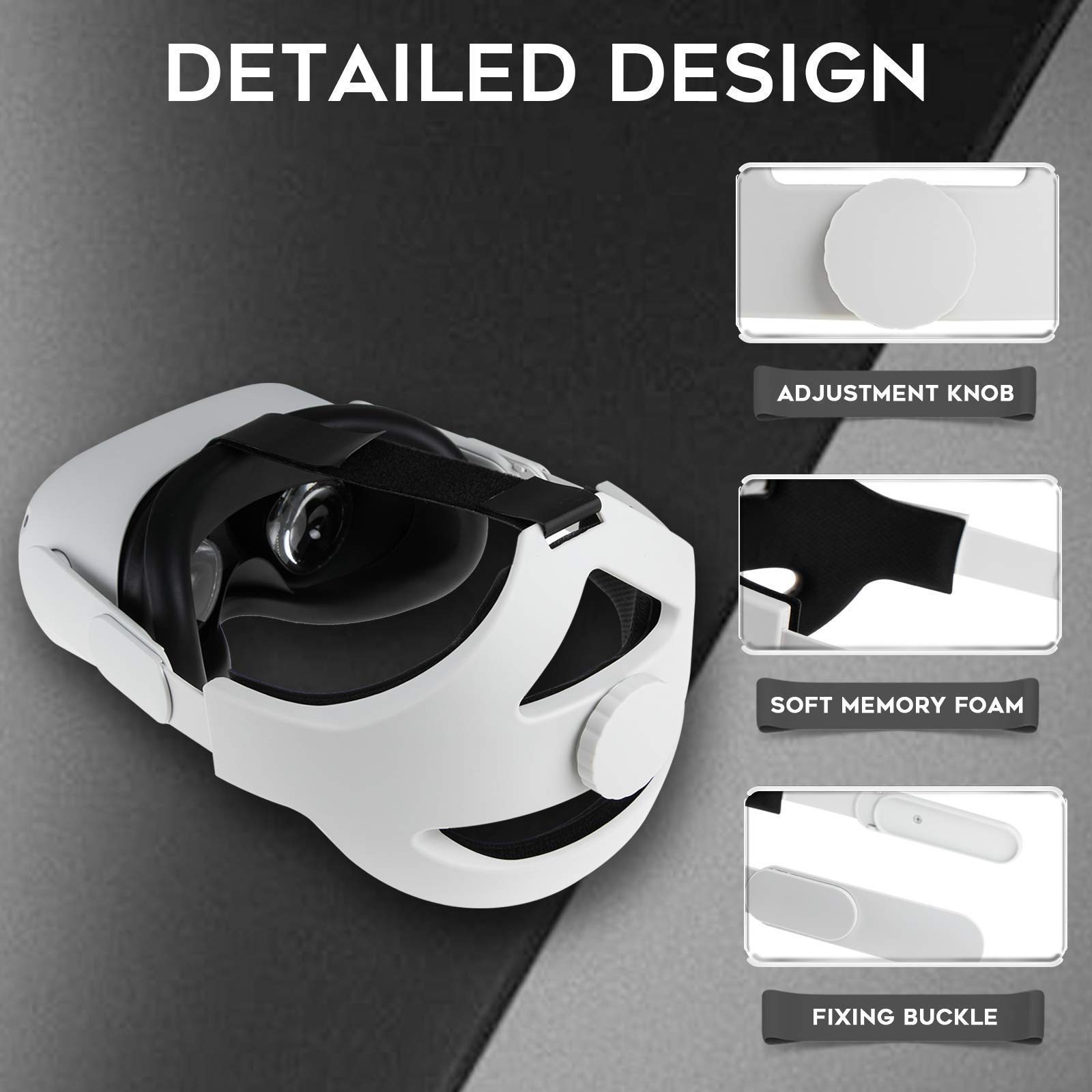 (1+1) Seltureone Head Strap Compatible for Quest 2, Replacement for Elite Strap, Reduce Pressure for Quest 2 Headset, with VR Lens Protect Cover Dust Proof Cover, Black