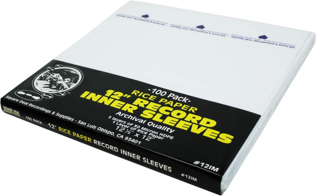 (500) 12" Record Inner Sleeves - 3-Layers of Archival Quality, Anti-Static HDPE with Rice Paper Enclosed Insert for Extra Rigidity #12IM