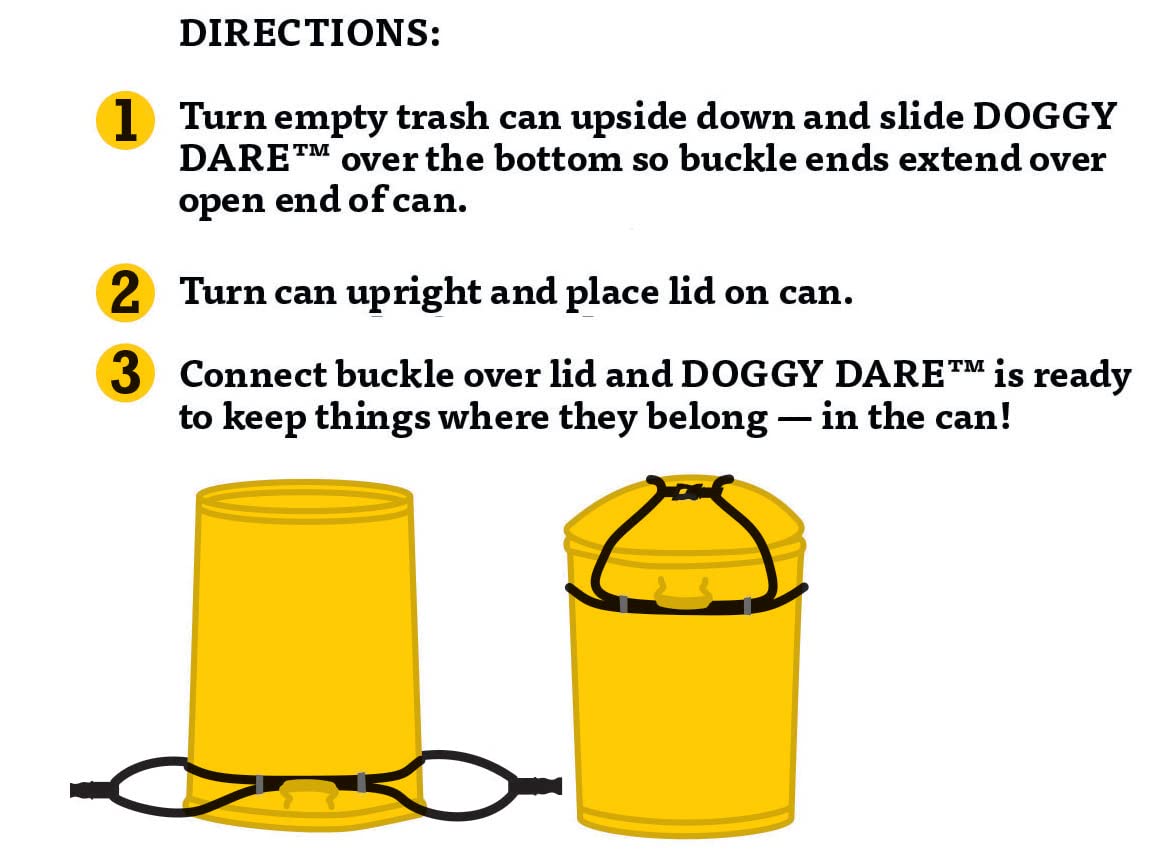 (2 Pack) Doggy Dare Trash Can Lock - Medium - Fits 30-40 Gallon Trash Cans - Perfect for Dogs, Raccoons, Opossums - Bungee Cord Design Makes Install Simple (Trash Can NOT Included)