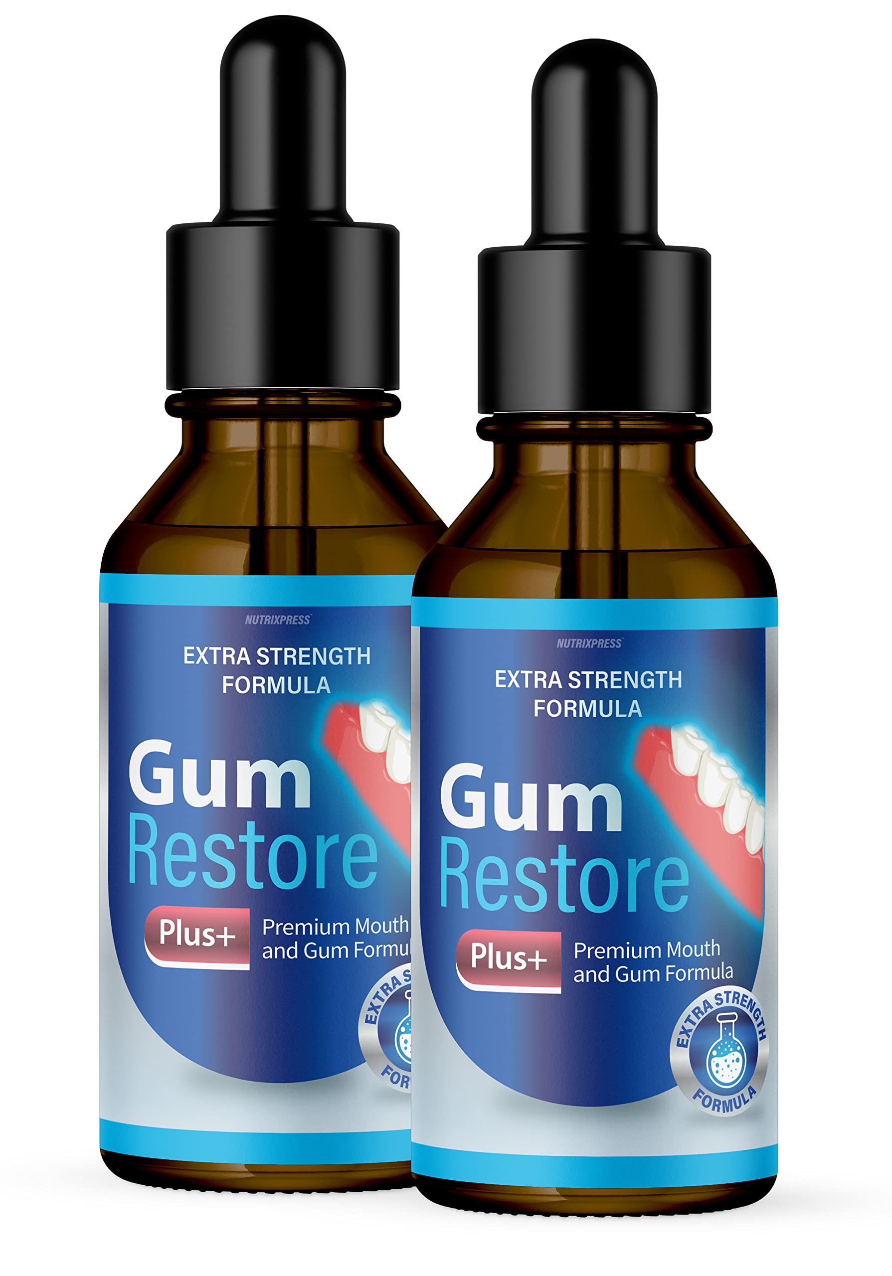 (2 Pack) - Gum Restore Plus - Gum Restore Liquid Drops Advanced Mouth Cleaner Formula, Gum Restorer + Liquid Mouth, Center, Fix, Now, Reviews, 2 Month Supply
