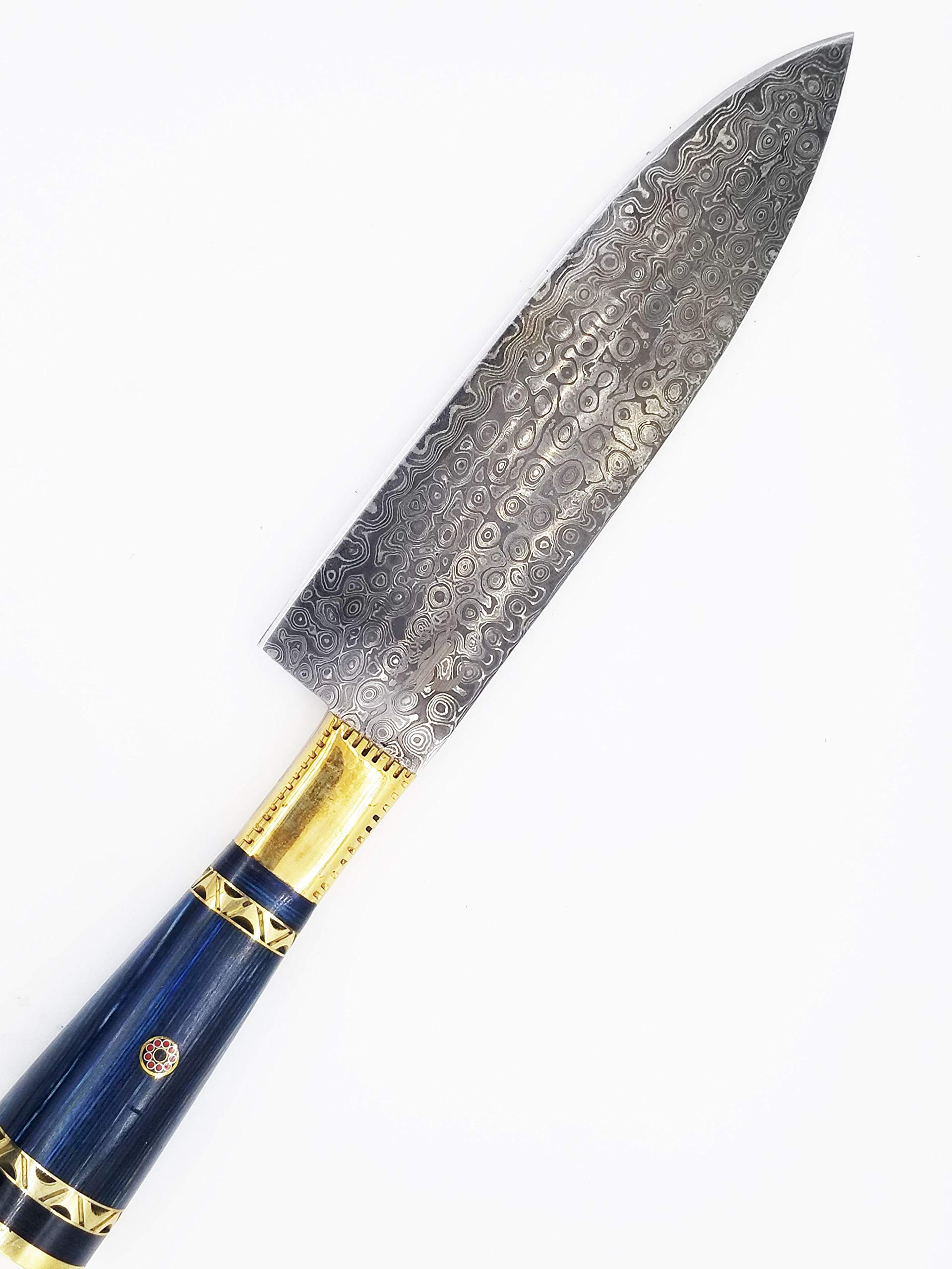 (6 7/18) DKC-533-DS-BL Grand Master Chef Knife Blue Handle Damascus Steel DKC Knives 16.8 oz 12" Long 7.5" Blade (Blue Handle Damascus Blade)