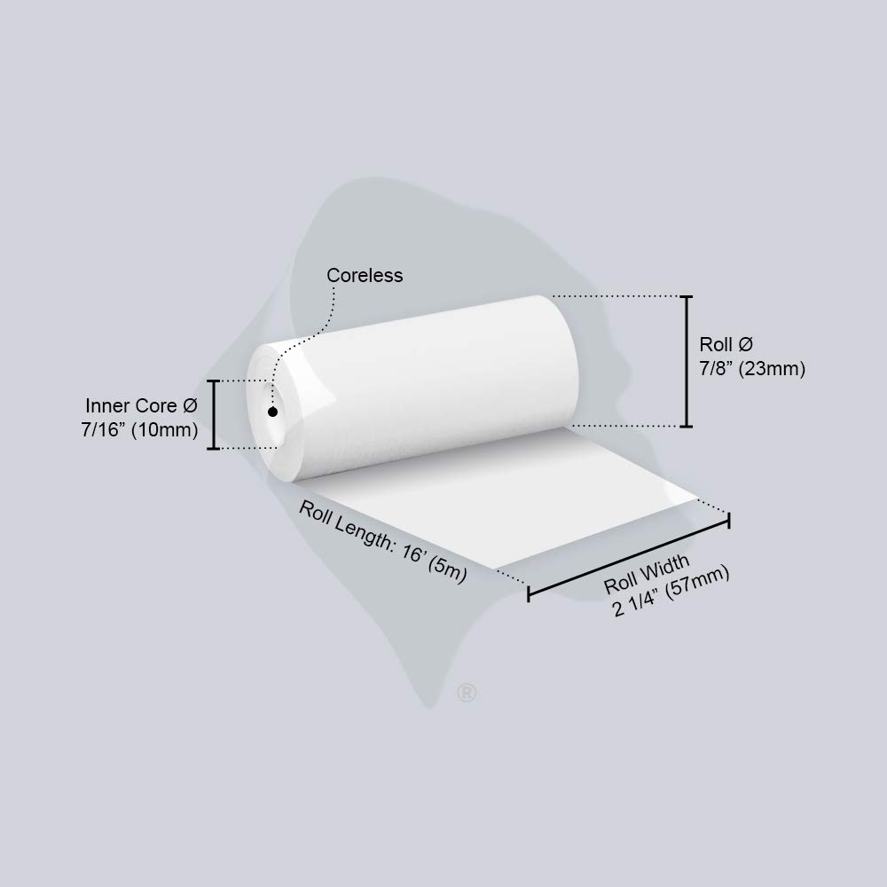 (10) Gorilla Supply Coreless Thermal Paper Roll 2 1/4 x 16, 1ply Poynt Smart Payment Terminal Receipt Printer Paper Rolls 2.25 x 16 ft, BPA Free, 10 Rolls