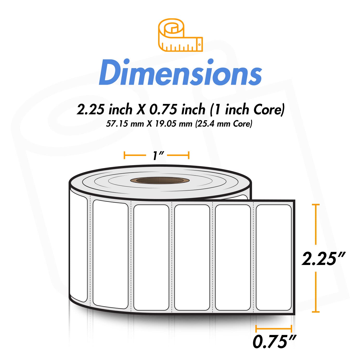 (10 Rolls, 17000 Labels) 2.25" x 0.75" Direct Thermal Blank Shipping Labels for Rollo Label Printer & Zebra Desktop Printers - 1" Core, Multipurpose UPC Barcode Address - Adhesive Perforated