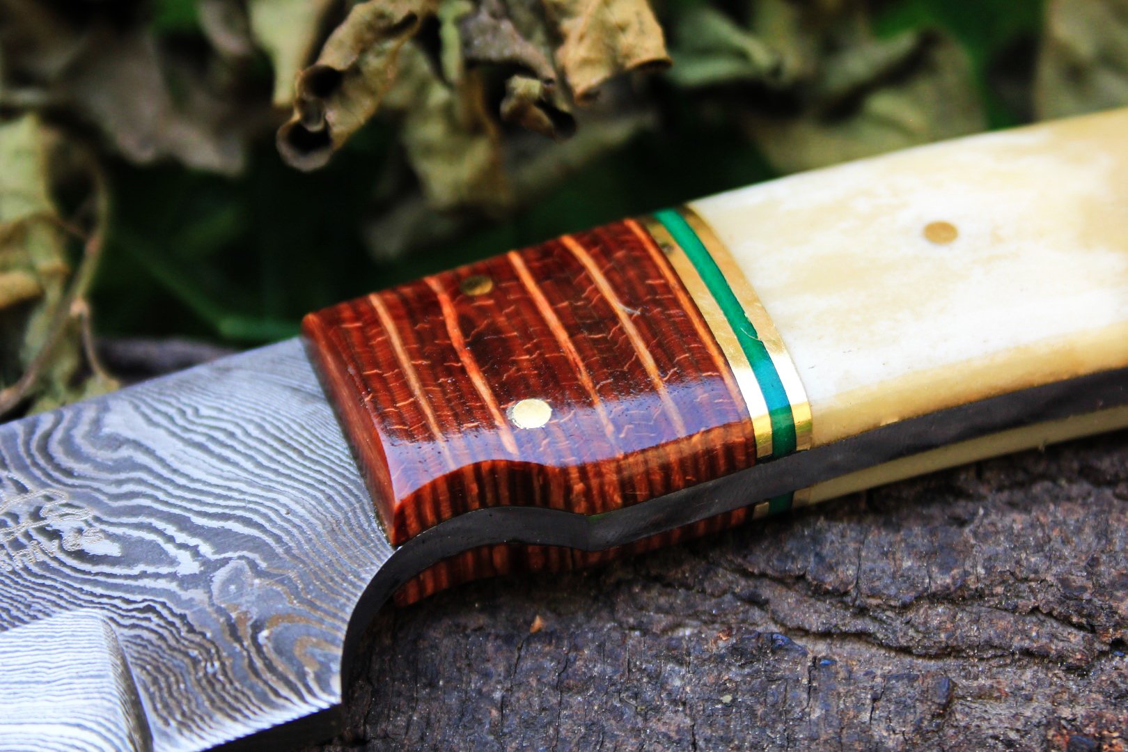(12 8/8) DKC-192 Spirit Hunter Damascus Hunting Handmade Knife Fixed Blade 9 oz 9" Long 4.5" Blade
