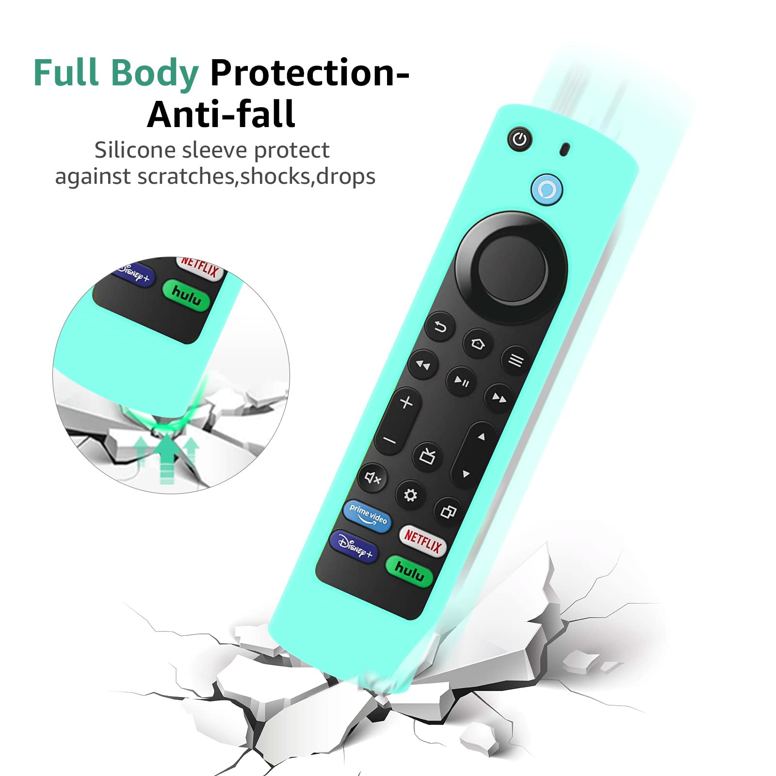 (2 Pack) JANSAMN NS-RCFNA-21 Remote Cover for Insignia Toshiba, Bright Color Case for Fire Omni TV Remote,Silicone Remote Control Case Sleeve, TV Stick 4-Series