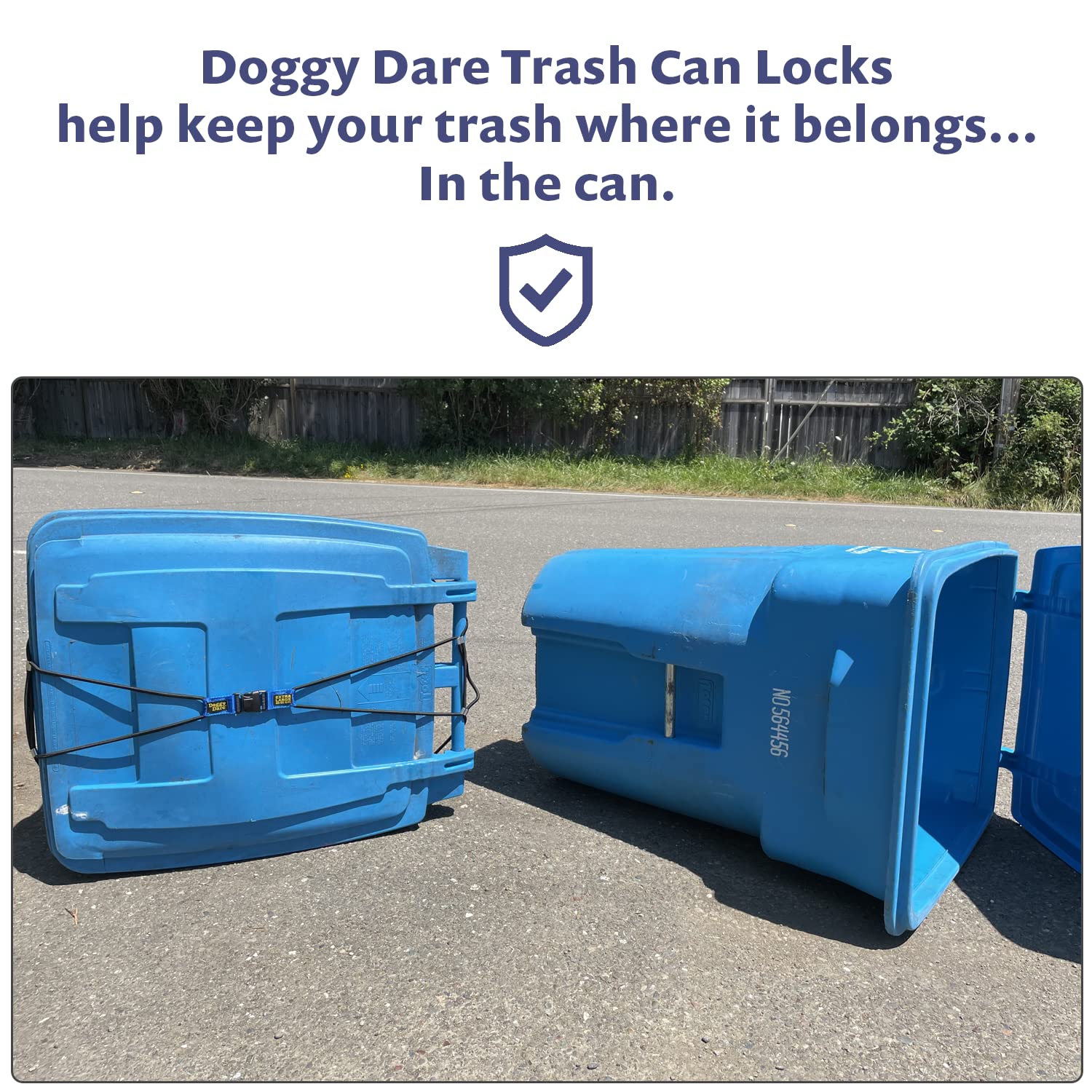 (2 Pack) Doggy Dare Trash Can Lock - Medium - Fits 30-40 Gallon Trash Cans - Perfect for Dogs, Raccoons, Opossums - Bungee Cord Design Makes Install Simple (Trash Can NOT Included)