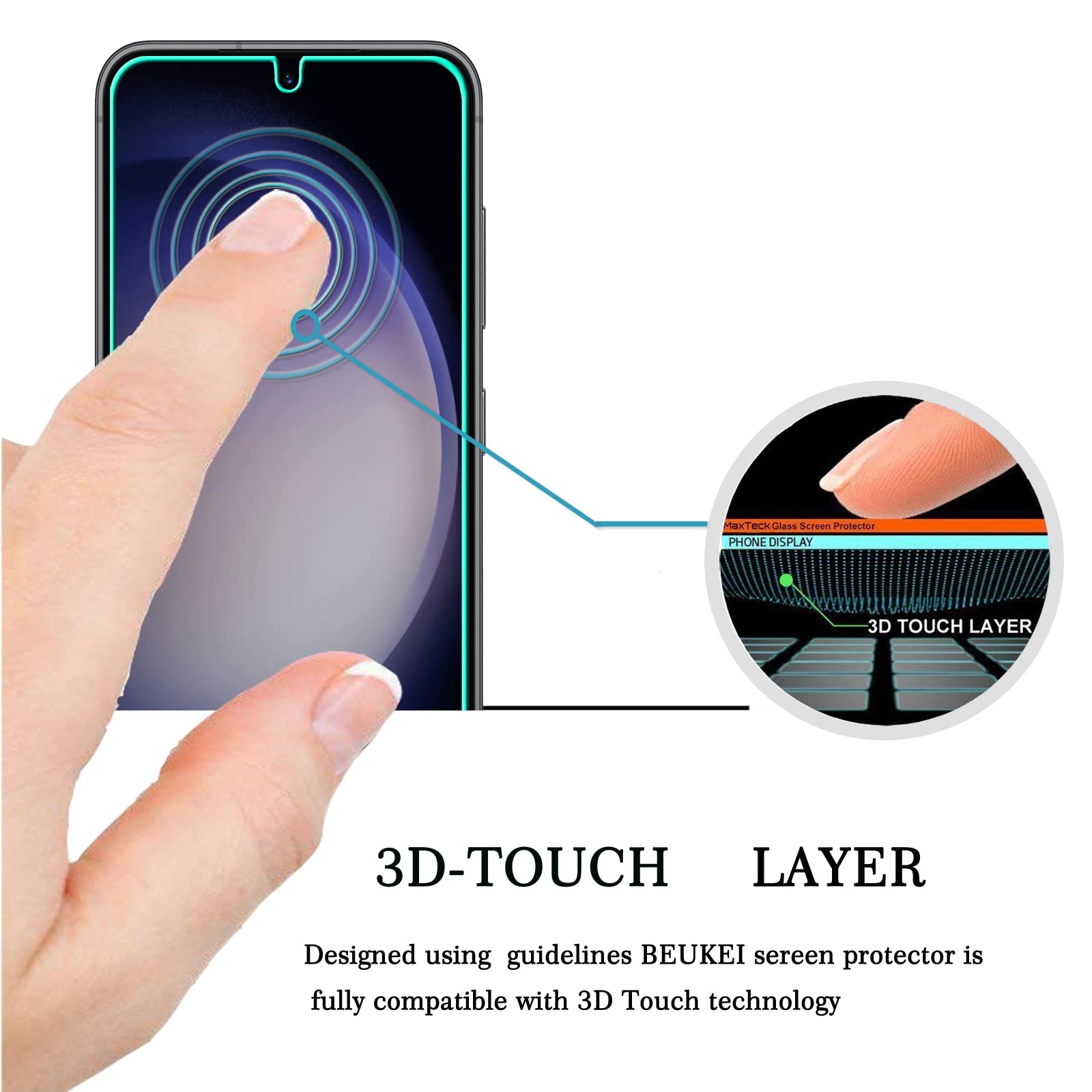 (3 Pack) Beukei Compatible for Samsung Galaxy S23 PLUS 5G (Galaxy S23+ 5G) [6.6 Inch Display Support Fingerprint Unlock] Screen Protector Tempered Glass, Touch Sensitive,Case Friendly, 9H Hardness [Not For S23 Ultra]