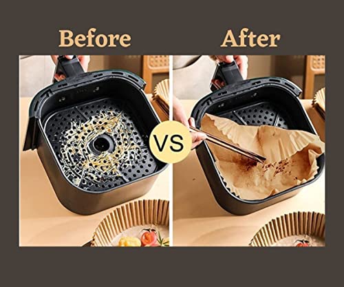 (100 pcs) Air Fryer Liners 7.9 Inches Square, Disposable Parchment Paper Liners| Compatible with Cosori, Chefman, Ninja, etc.| Easy Cleanup| AirFryer Liner Baskets| Essential Air Fryer Accessories