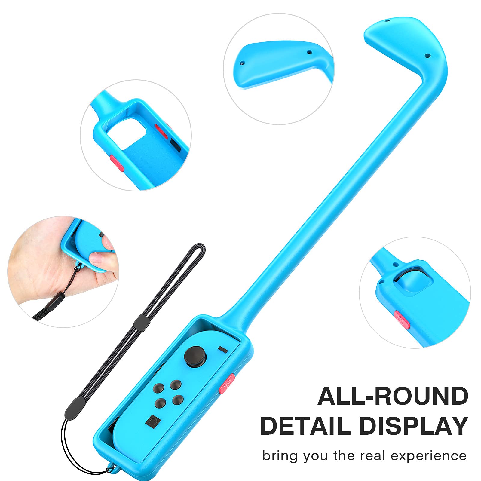 (2 Pack) GTAplam Golf Club Compatible with Nintendo Switch, Joy Con Controller Grip for Mario Golf, Golf Games Hand Grip Accessories for Super Rush - Red & Blue