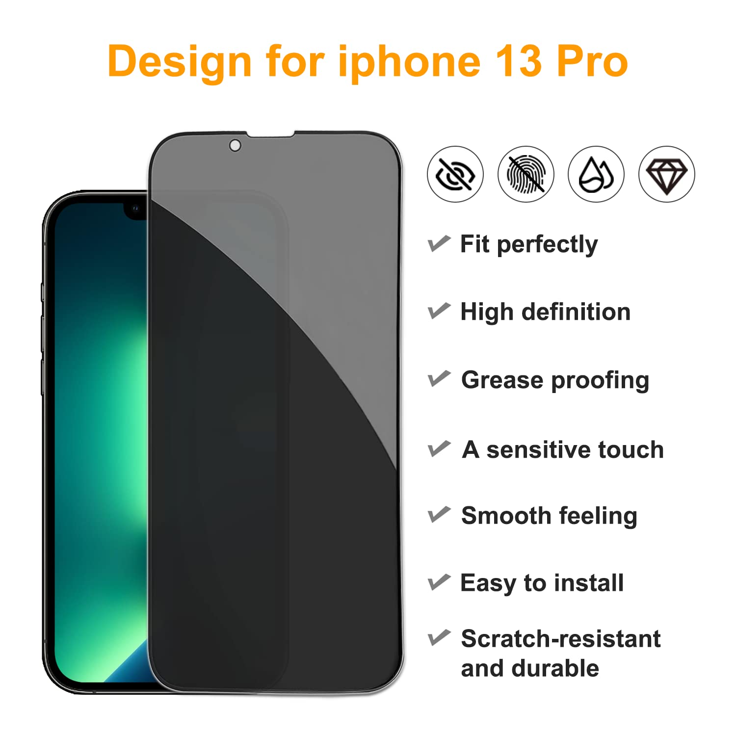 (2 Pack) pehael Privacy Screen Protector for iPhone 12 Pro Max (6.7 inch) Anti Spy Tempered Glass, Anti Scratch, Bubble Free