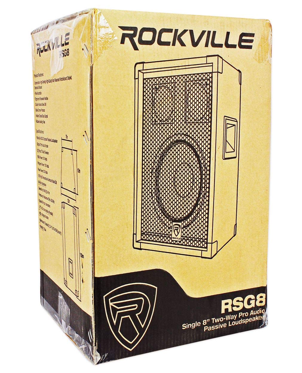 (2) Rockville RSG8 8 300 Watt 2-Way 8-Ohm Passive DJ/Pro PA Speaker