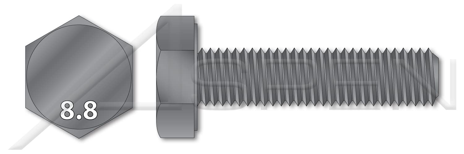 (20 pcs) M20-2.5 X 120mm, DIN 933 / ISO 4017, Metric, Hex Head Cap Screws Bolts, Full Thread, Class 8.8 Steel, Plain