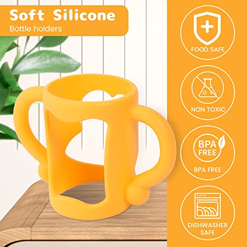 (4-Pack) Baby Bottle Handles Compatible with Dr Browns or Other Narrow Baby Bottles, Soft Silicone Easy Grip Holder
