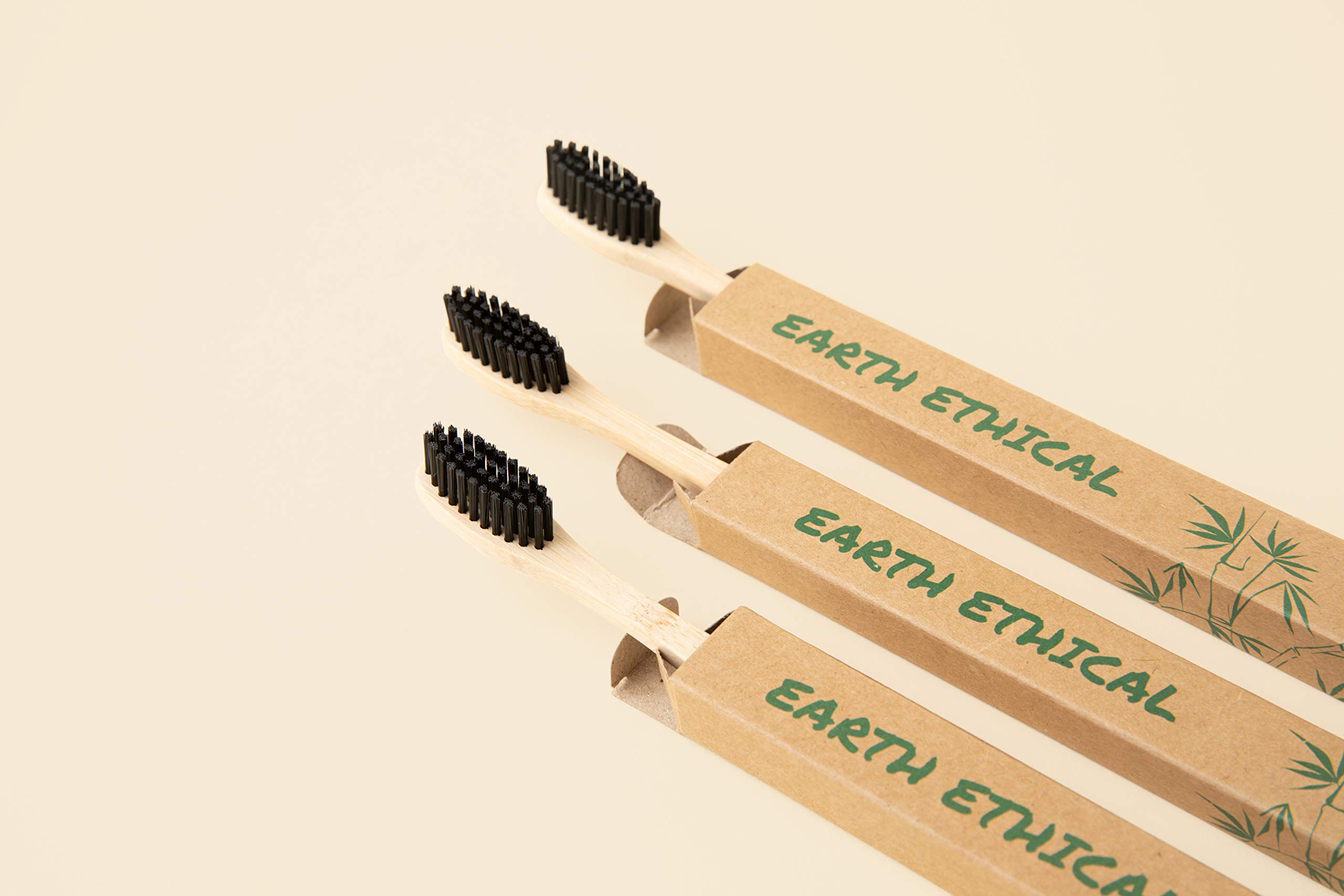 [10 Pack] Biodegradable Bamboo Toothbrushes - Soft Charcoal Infused Bristles for Cleaner Teeth - Sustainable Wooden Toothbrush - Natural Toothbrush That Lasts - Travel Case Included, BPA-Free