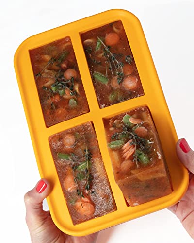 (2 Pack) Silicone Soup Freezer Molds With Lids & Measurement Lines, Makes 1 Cup Portions, Food Freezing Storage Containers, Soup, Pasta Sauce, Broth. Large Ice Cube Trays & Food Freezer Molds (2 Pack)