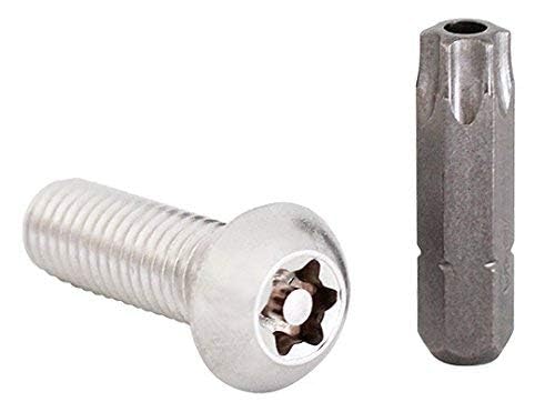 (100pcs) BelMetric Button Head Tamper Proof Screws M8X25 Stainlesss Steel Button Head Security Screw Torx 40 with Pin, SBT8X25SS