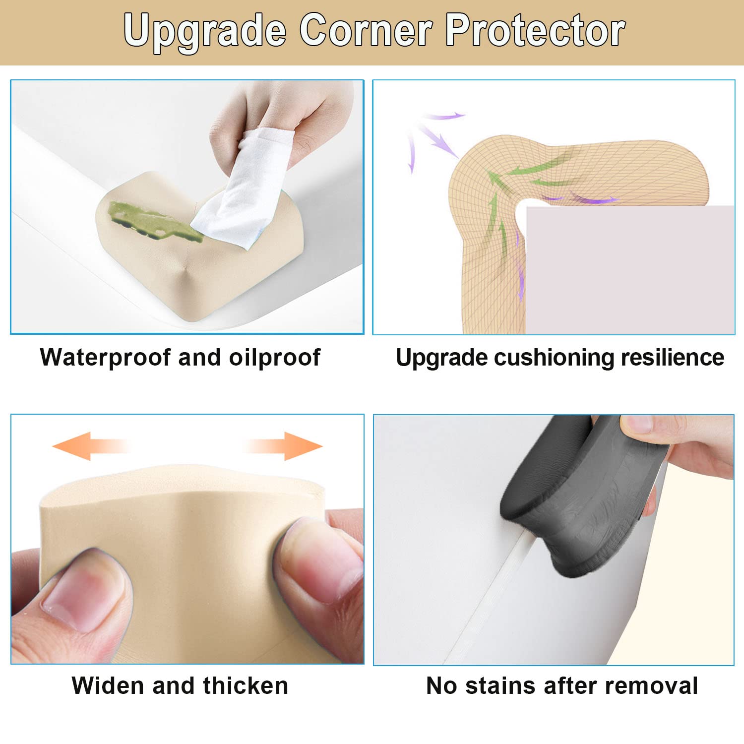 (10 Pack) Corner Protectors for Kids, Upgraded Foam Soft Corner Guards Baby Safety Furniture Table Sharp Corner Protection, Pre-Taped for Direct Use, White