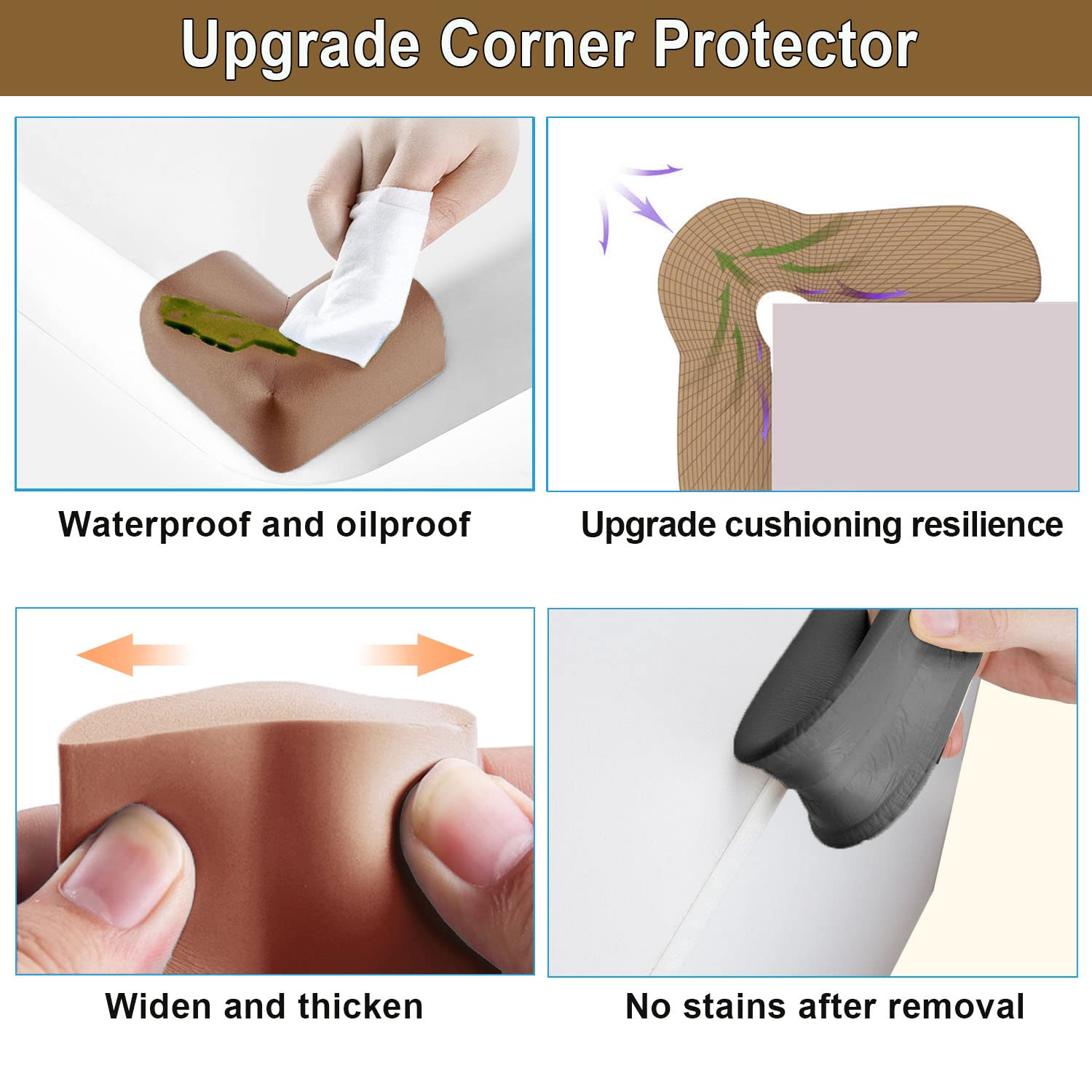 (10 Pack) Corner Protectors for Kids, Upgraded Foam Soft Corner Guards Baby Safety Furniture Table Sharp Corner Protection, Pre-Taped for Direct Use