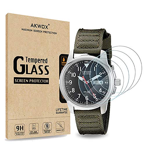 (Pack of 4) Tempered Glass Screen Protector for Citizen BM8180-03E, Akwox [0.3mm 2.5D High Definition 9H] Premium Clear Screen Protector for Citizen BM8180-03E