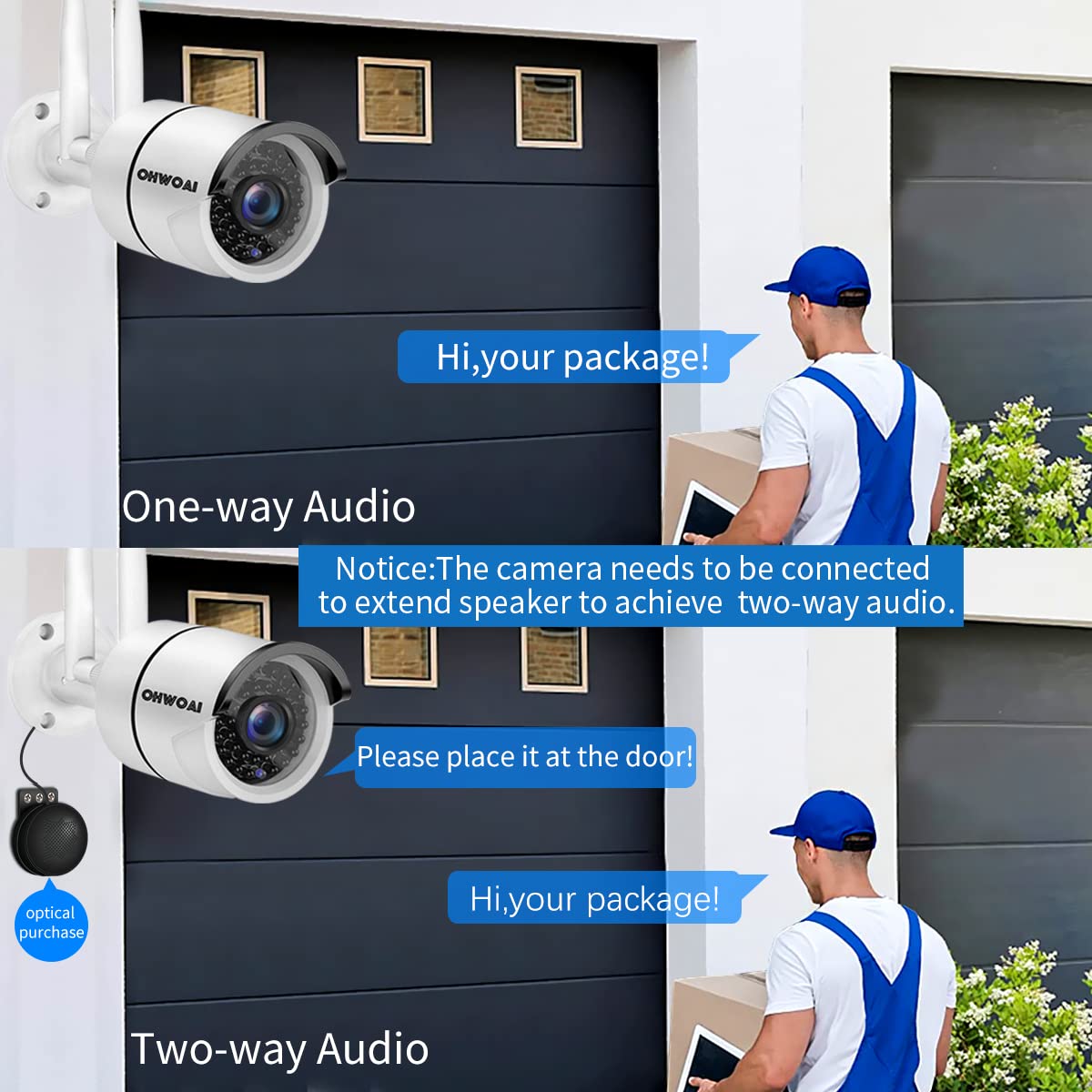 [2-Antenna Signal Enhance & 100 ft Super Night Vision] Outdoor Wireless Security Camera System, WiFi Surveillance Video Camera System, 4pcs 3.0MP IP Cameras, 5MP 8-Channel Wireless NVR
