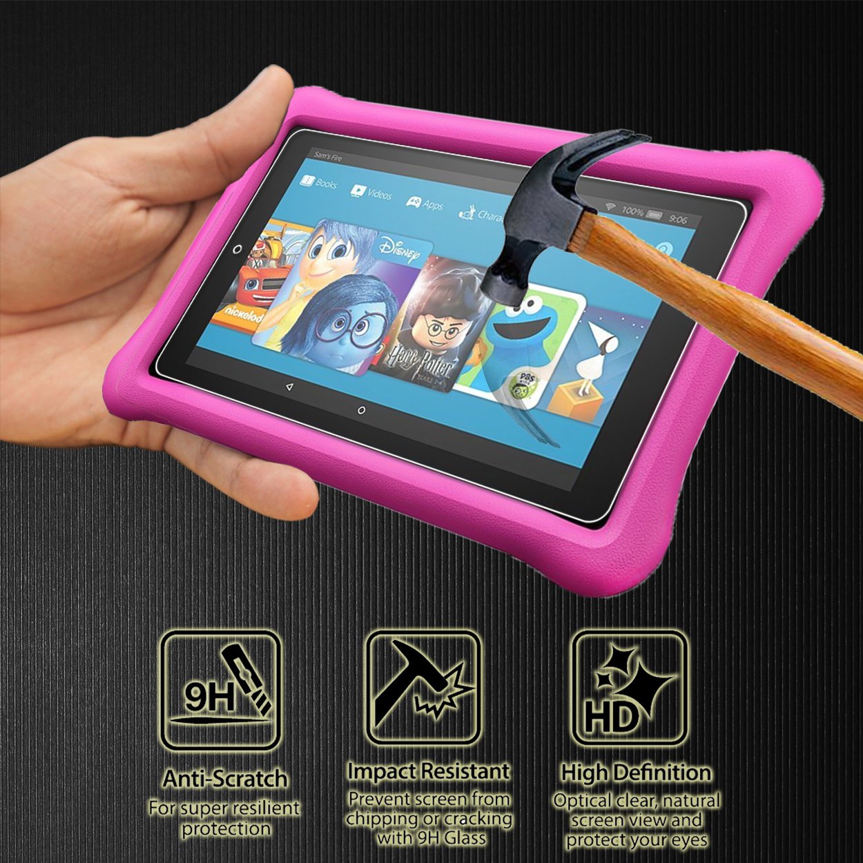 (2 Pack) Orzero For All-New Amazon Kindle Fire 7 2019, Fire HD 7 Kids Edition (2017 released) Tempered Glass Screen Protector, Bubble-Free 9 Hardness HD Anti-Scratch (Lifetime Replacement)