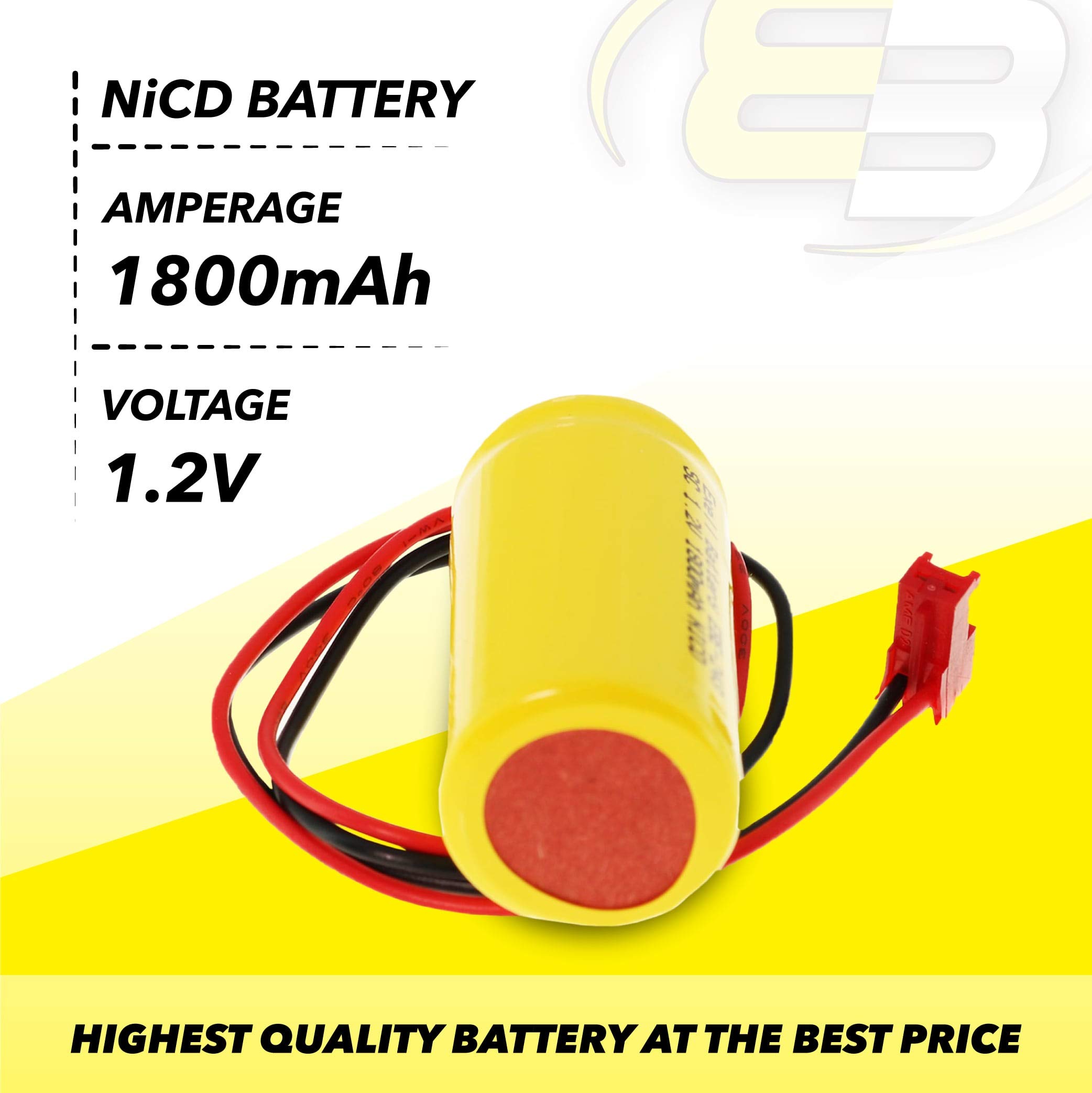 (2-Pack) 1.2V 1800mAh Emergency/Exit Lighting Battery Fits and Replaces Lithonia ELB0320, Lithonia ELB1P201NB, ANIC1493, Lithonia 1009S00-MZ