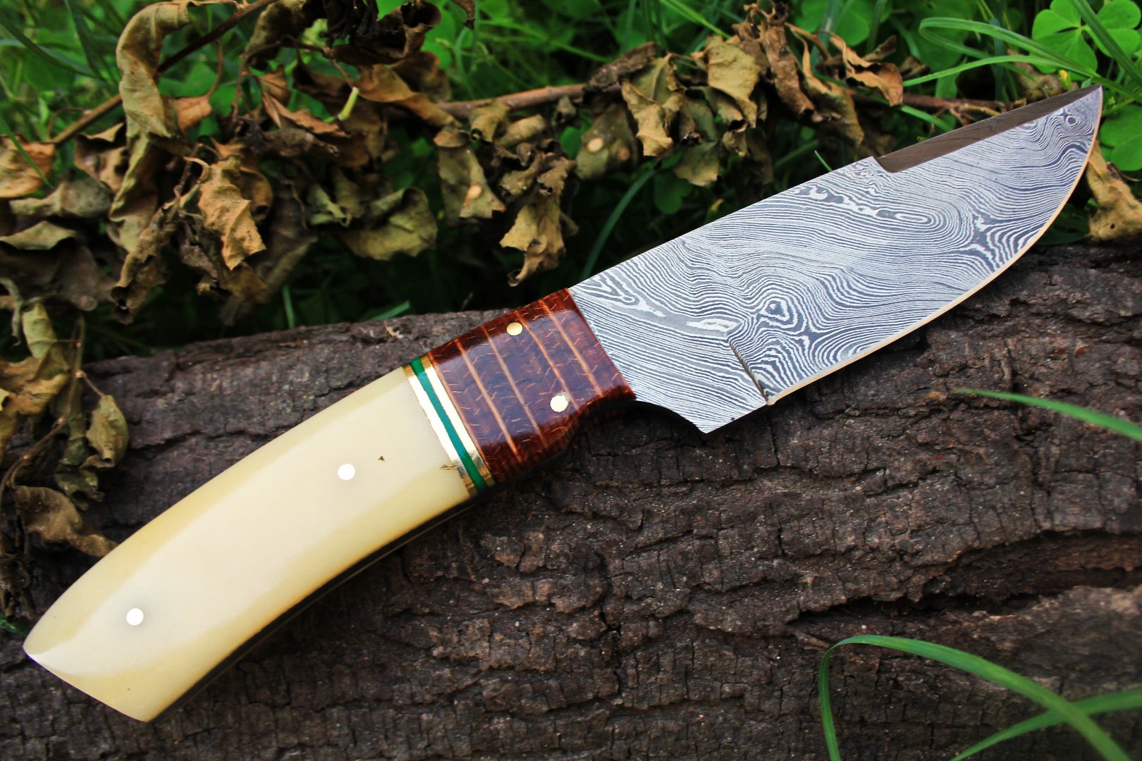 (12 8/8) DKC-192 Spirit Hunter Damascus Hunting Handmade Knife Fixed Blade 9 oz 9" Long 4.5" Blade