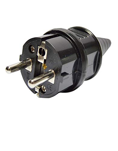 (2 Pack) Tekit Schuko France Germany EU ø4.8mm Pin DIY Rewireable Power Plug 250V 16A,Quality European Rewireable Two Round Plug CCE 7/7 Standard Plug(Coated Black)