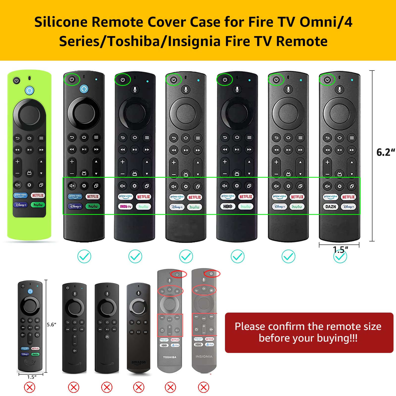 (1Pack) Insignia Fire TV Remote Cover,Fire TV Remote Cover 4 Series, Smart TV Remote Cover,Light Weight,Anti Slip,Shock Proof(Glow Green)