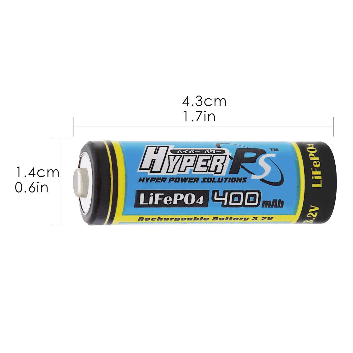 (12-Pack) HyperPS 3.2V LiFePo4 14430 (14 x 43mm) 400mAh Rechargeable Battery for Solar Panel Light, Tooth Brush, Shaver, Flashlight