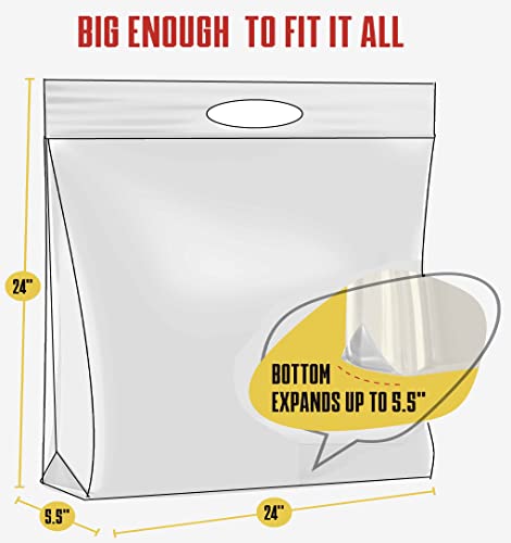 [ 15 count ] Jumbo Bags - DOUBLE ZIPPER - Storage Bag with Carry Handles - Extra Large 22x22" - 8 Gallon Clear Heavy Duty 4 Mil Plastic with Zipper Top for Clothing (22" x 22")