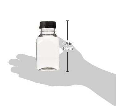 (12) 8 oz. Clear Food Grade Plastic Juice Bottles With Cap (12/pack) (Black)